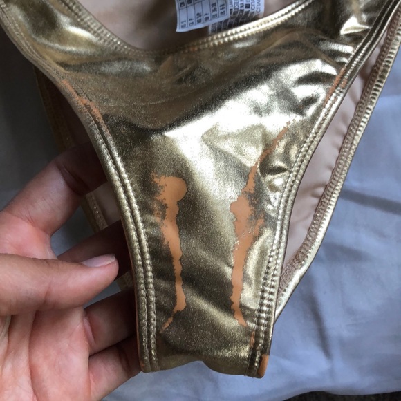 Forever 21 | Swim | Gold Metallic Cheeky Bikini Bottoms | Poshmark